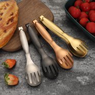 ReaNea Silver Stainless Steel Mini Serving Tongs Set of 6 for Party ...