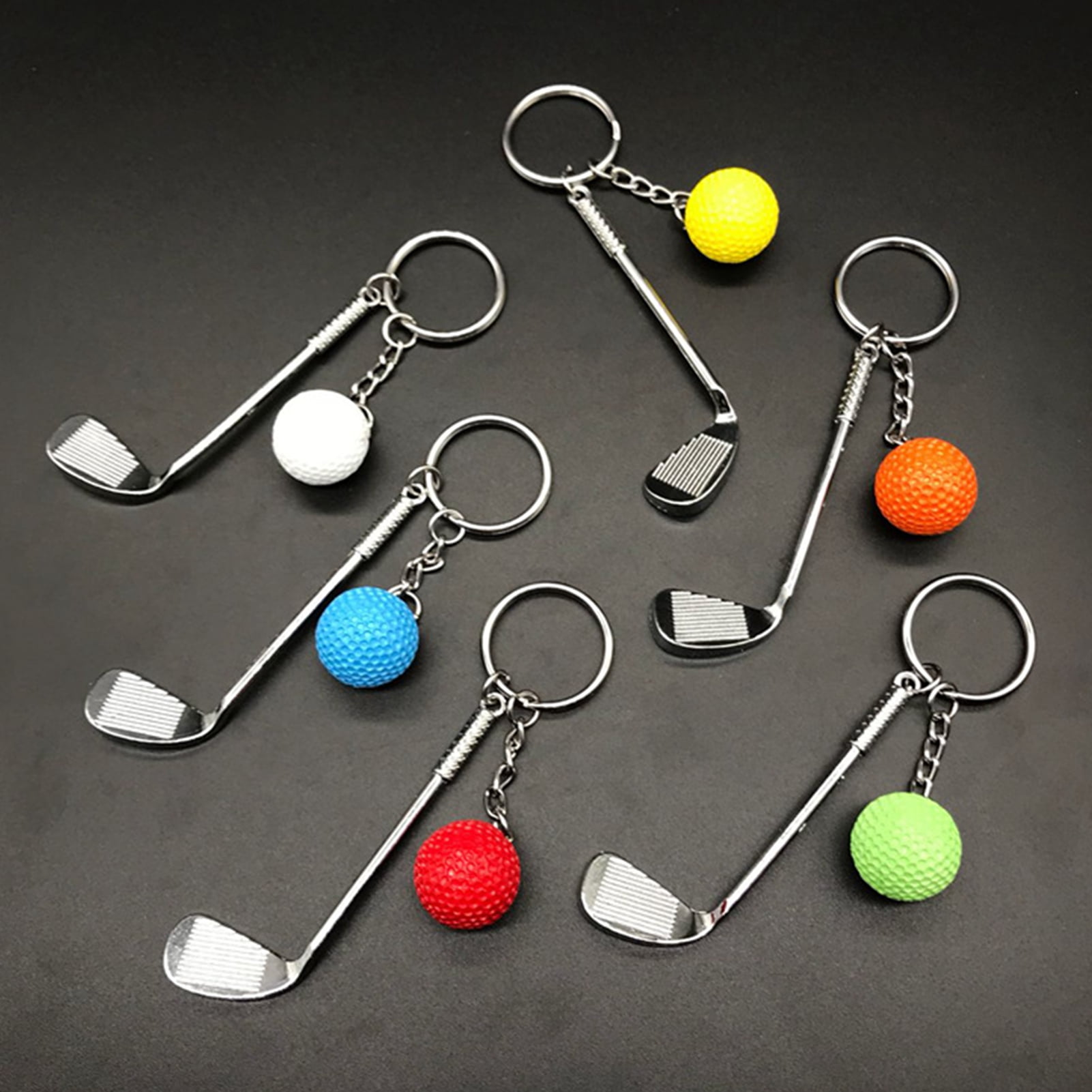 SPRING PARK Multicolor Golf Ball Keychain Mini Golf Racket Ball Keyring ...
