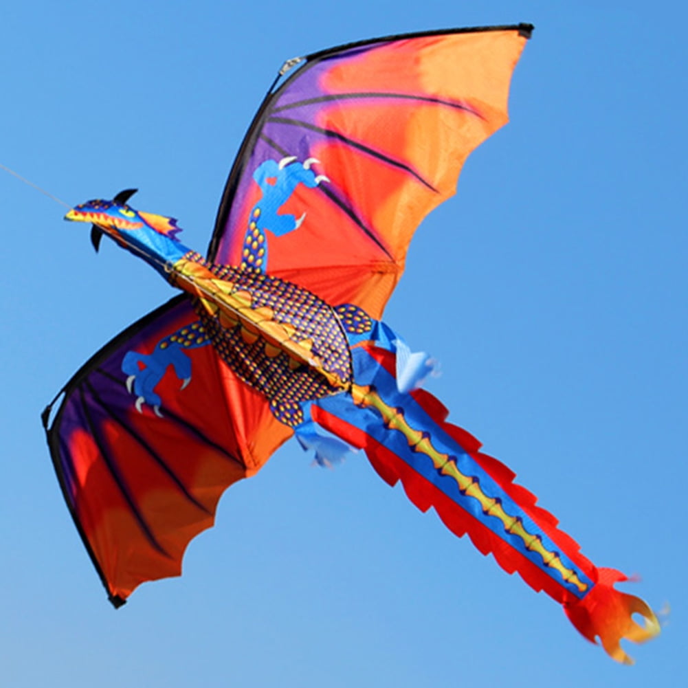 SPRING PARK Outdoor Colorful 3D Dragon Flying Kite with 100m Tail Line ...