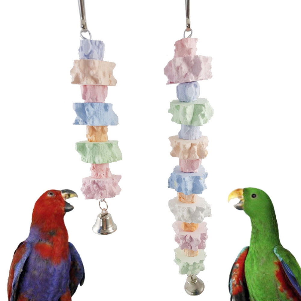 SPRING PARK Parrot Chewing Toy, Beak Trimmer Grinding Stone with Bell ...