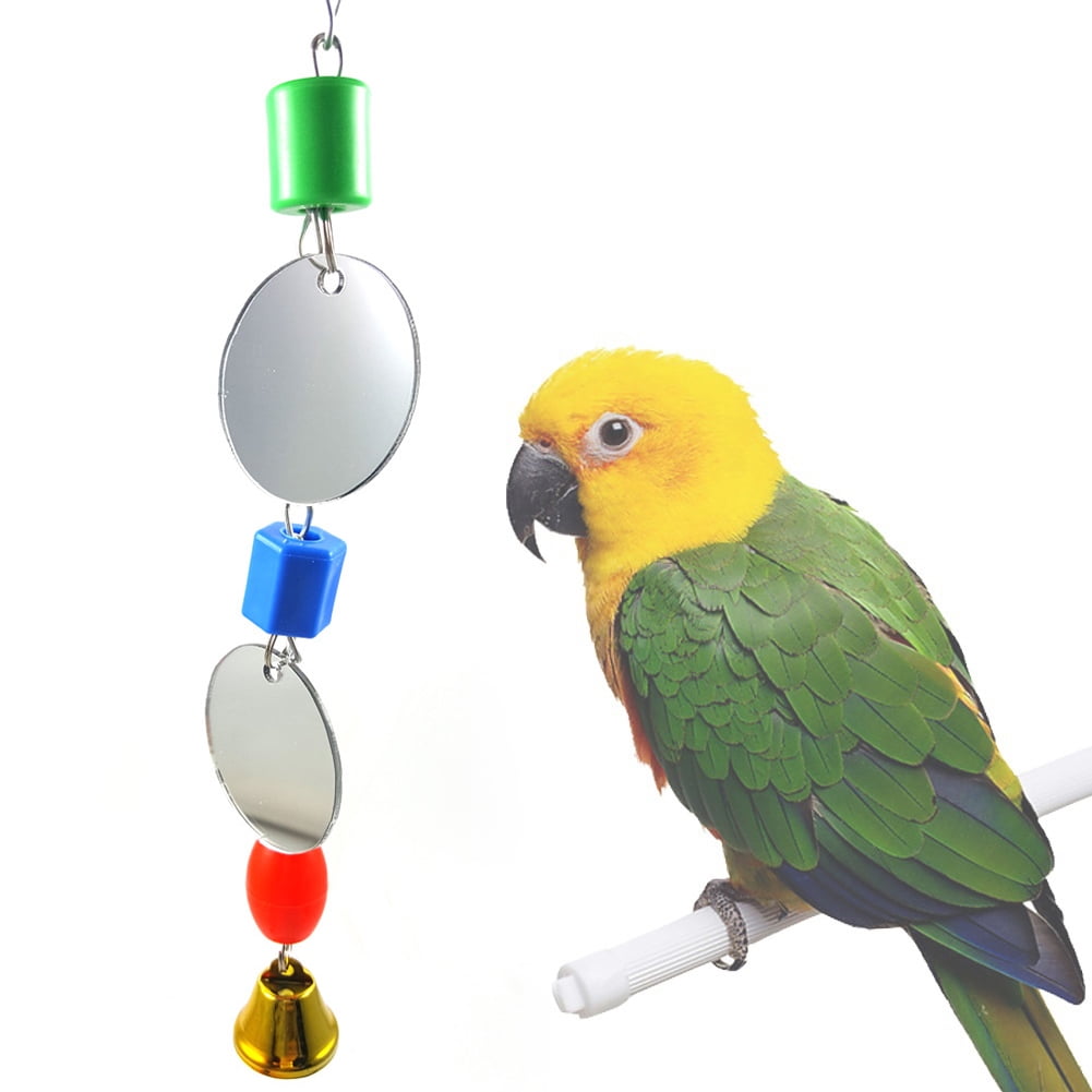 SPRING PARK Pet Bird Colorful Break-proof Mirror with Bell Interactive ...