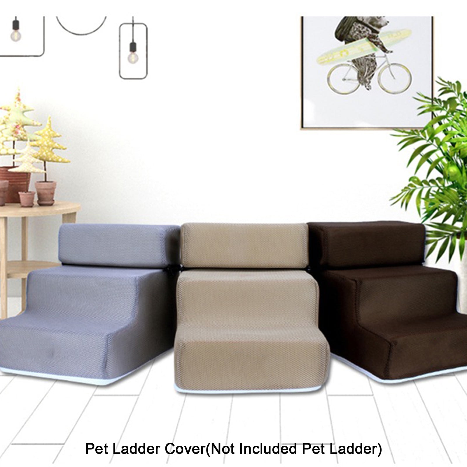 SPRING PARK Indoor Pet Steps: Detachable Zippered Mesh Fabric Cover ...