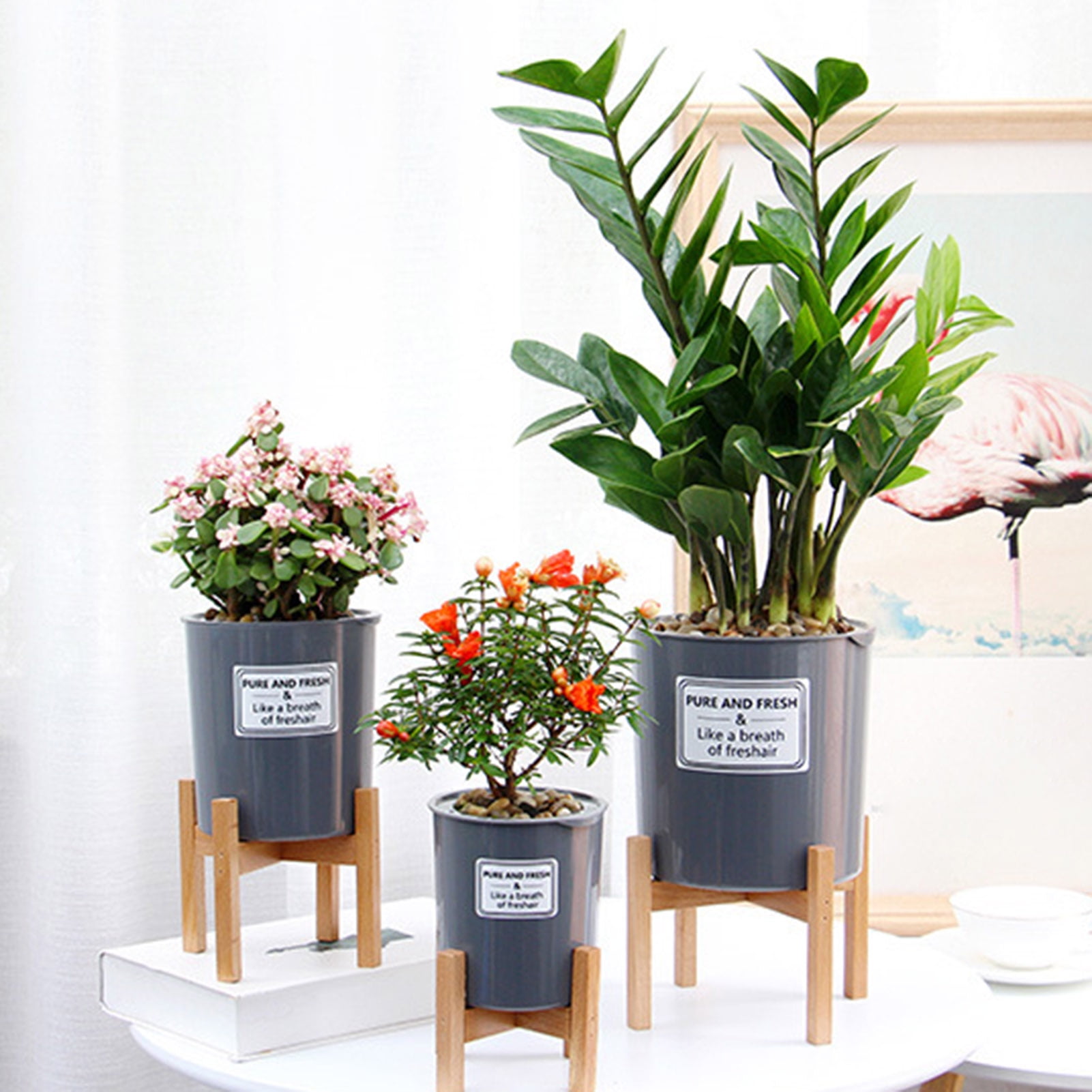 SPRING PARK Plant Stand Indoor Wood Flower Pot Holder Wooden Display ...