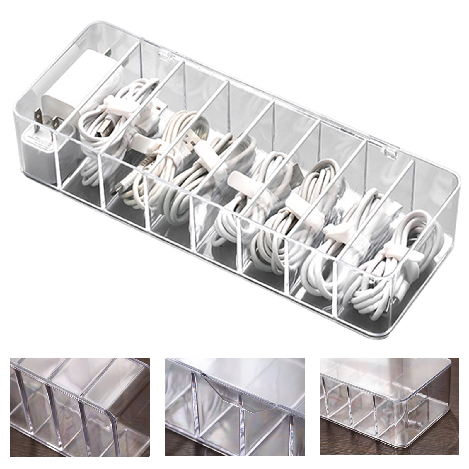 SPRING PARK Plastic Cable Management Box, Clear Power Cord Organizer ...