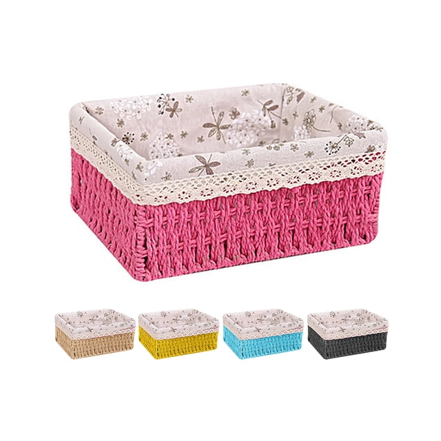 SPRING PARK Rattan Storage Basket, Rectangular Storage Basket，Natural ...
