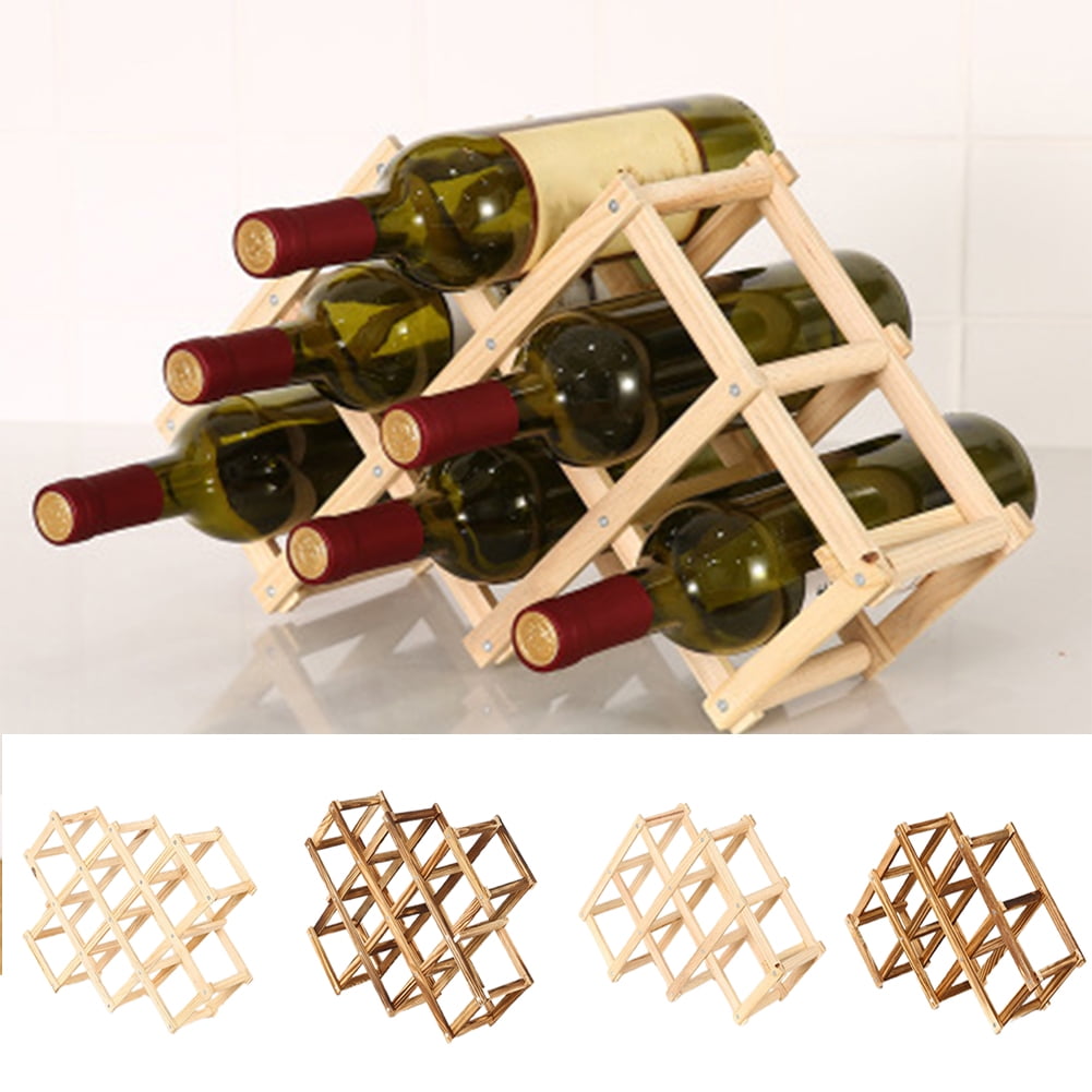 SPRING PARK Red Wine Rack Holder Mount Bar Display Shelf Folding Wood ...