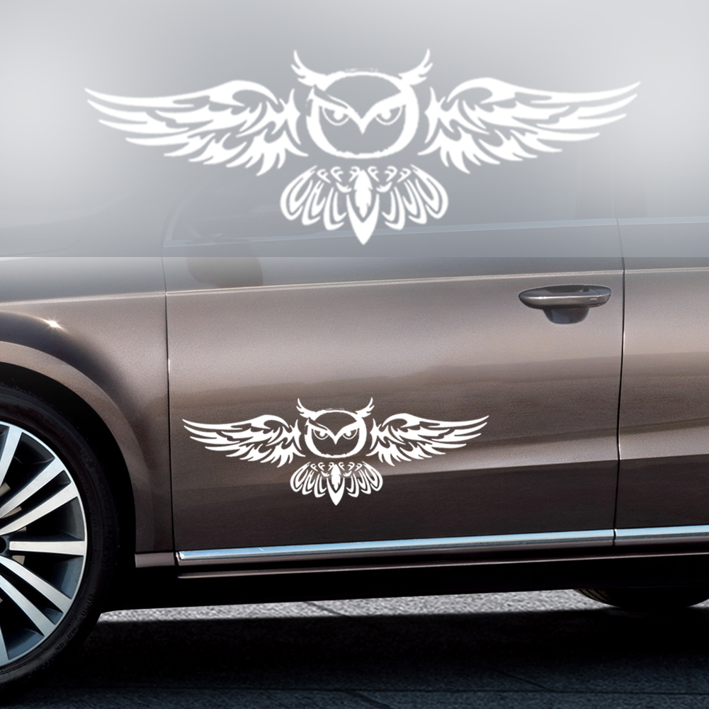 SPRING PARK S095 PET Waterproof Owl Pattern Car Rear Door Styling Decorative Sticker Decal ...