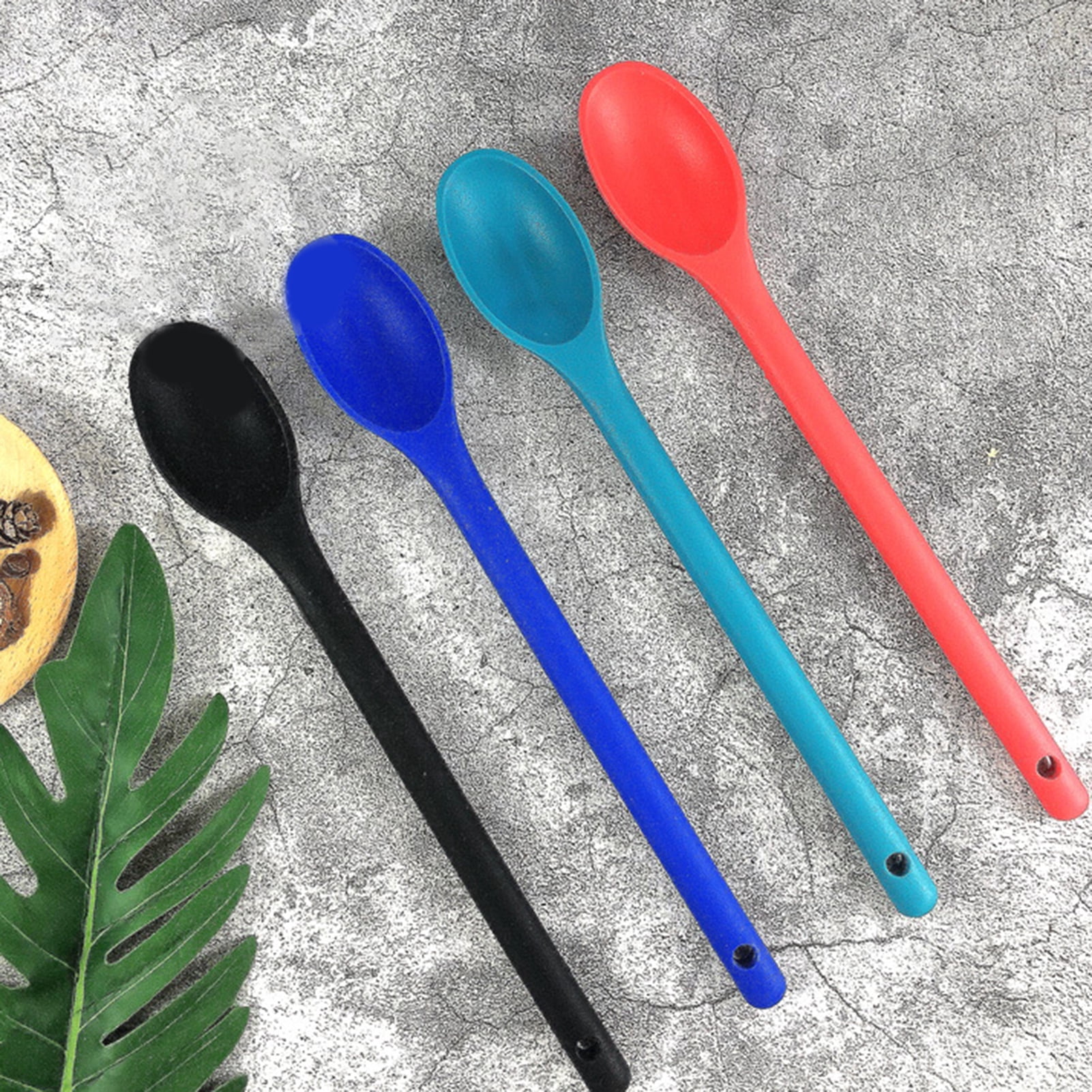 SPRING PARK Silicone Mixing Spoon Long Multicolored Nonstick Kitchen ...