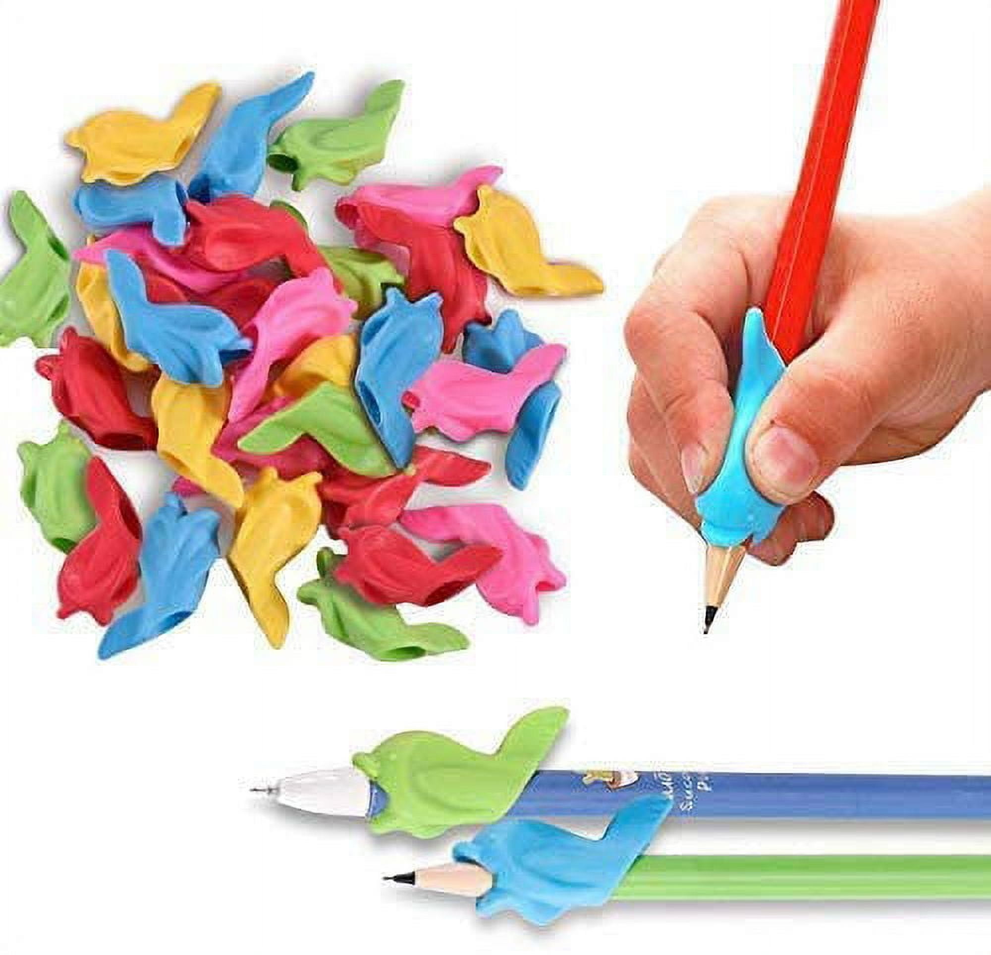 SPRING PARK 50Pcs Kids Silicone Pencil Grips, Comfortable Writing Aid ...