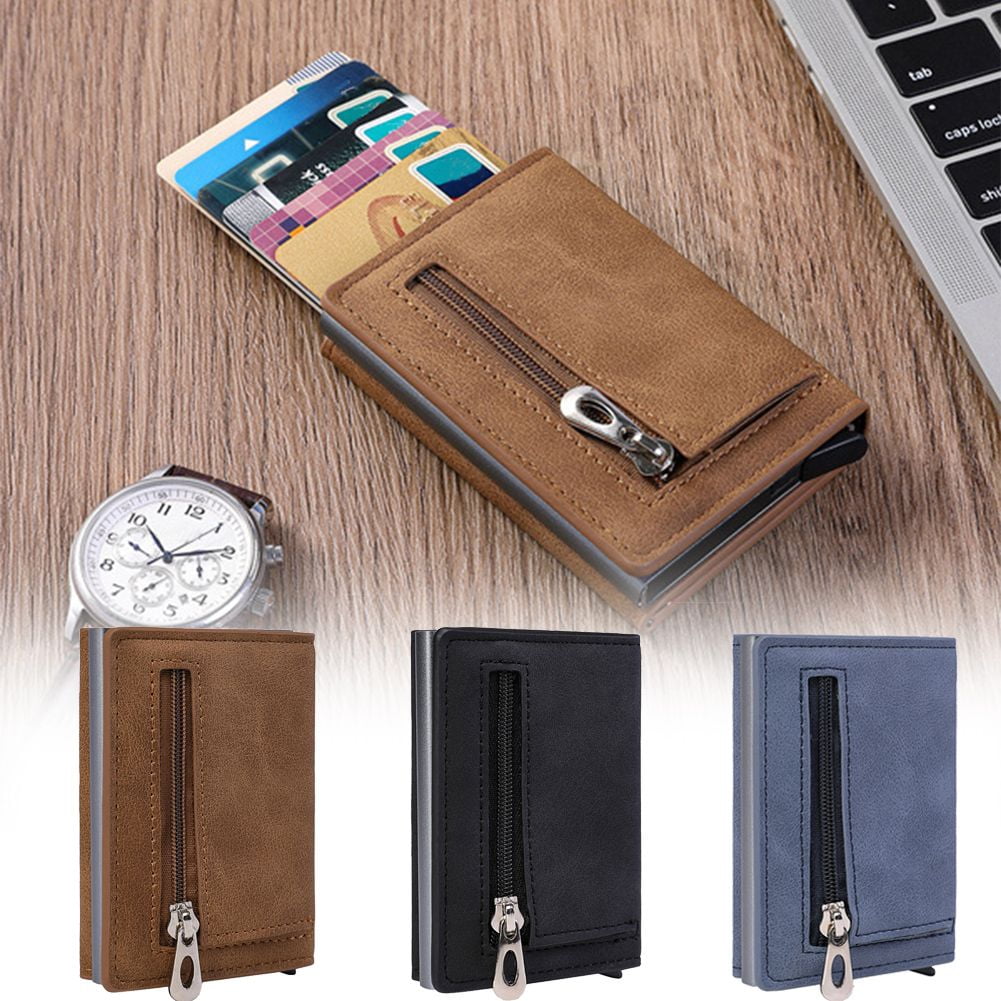 SPRING PARK Slim Wallet for men Blocking Bifold Faux Leather Mini ...