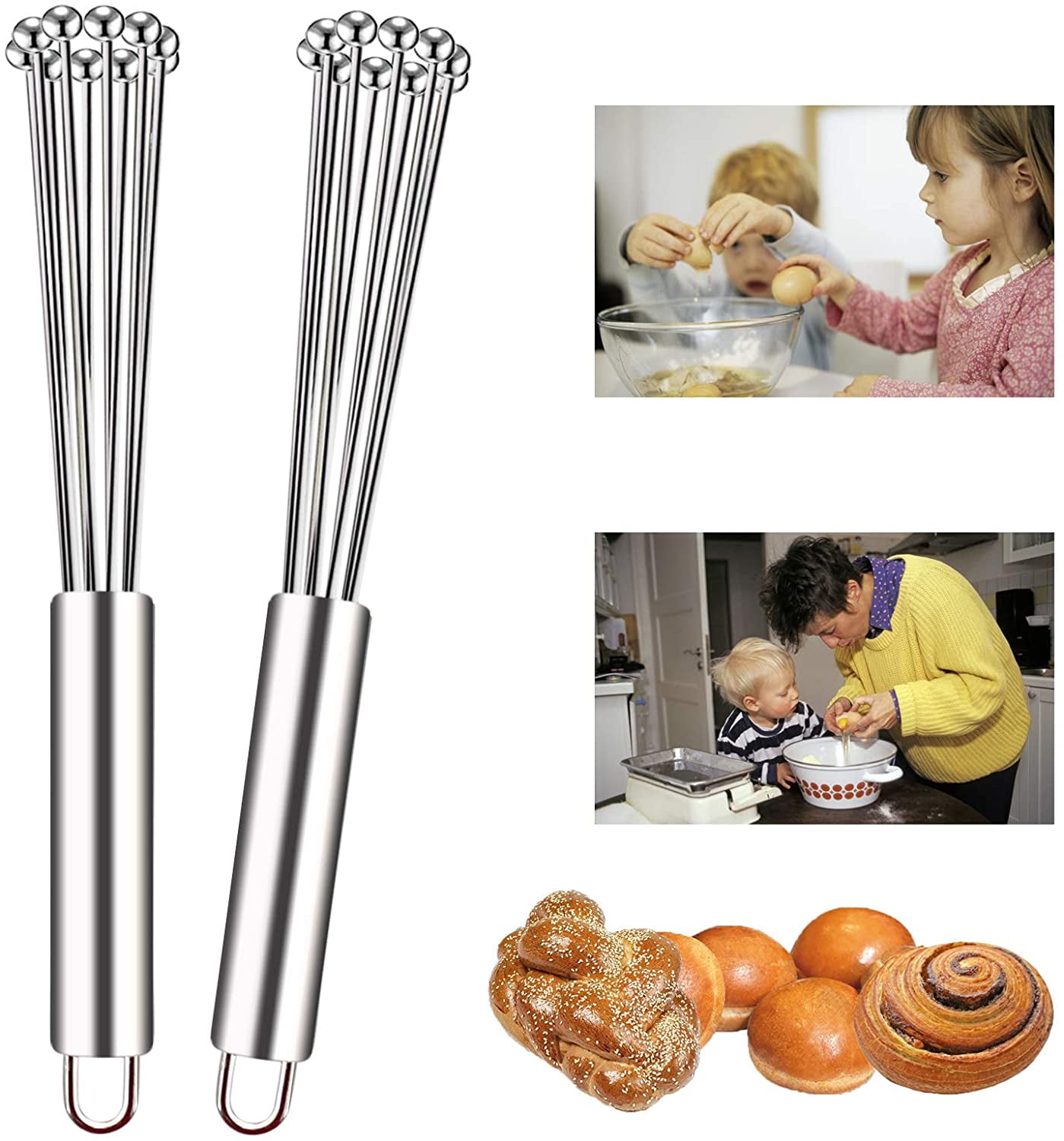 SPRING PARK Stainless Steel Ball Whisk for Kitchen Cooking- 10 Inch and ...