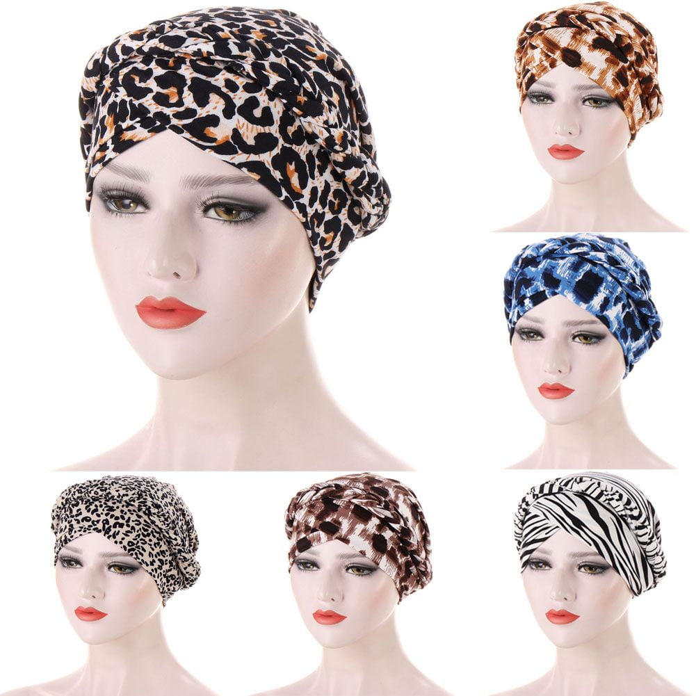 SPRING PARK Turbans for Women Hair Turban Leopard Print Head Wraps for ...
