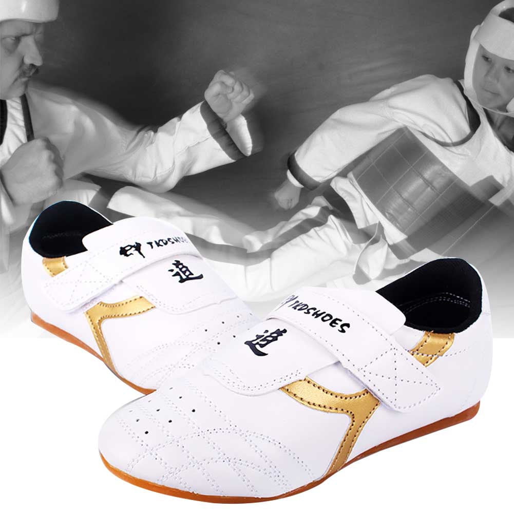 SPRING PARK Unisex Faux Leather Breathable Kick Martial Arts Shoes ...