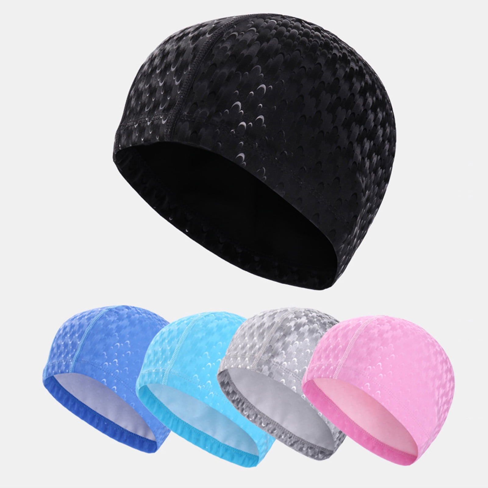 SPRING PARK Unisex Swim Caps Shape Anti Slip Ear Durable Flexible PVC ...