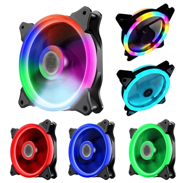 SPRING PARK Universal 12cm 15LED Dual Aperture Silent PC Computer Case ...