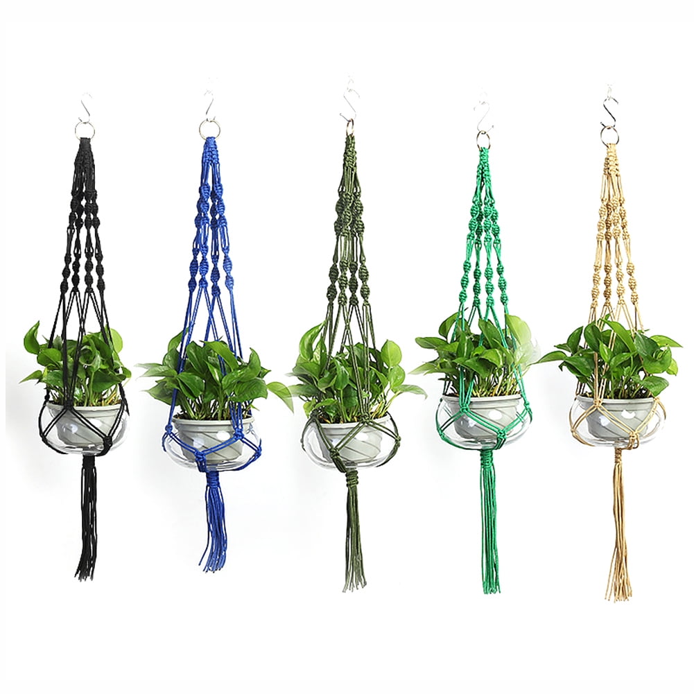 SPRING PARK Vintage Outdoor Flower Pot Hanging Net Handmade Woven Plant ...