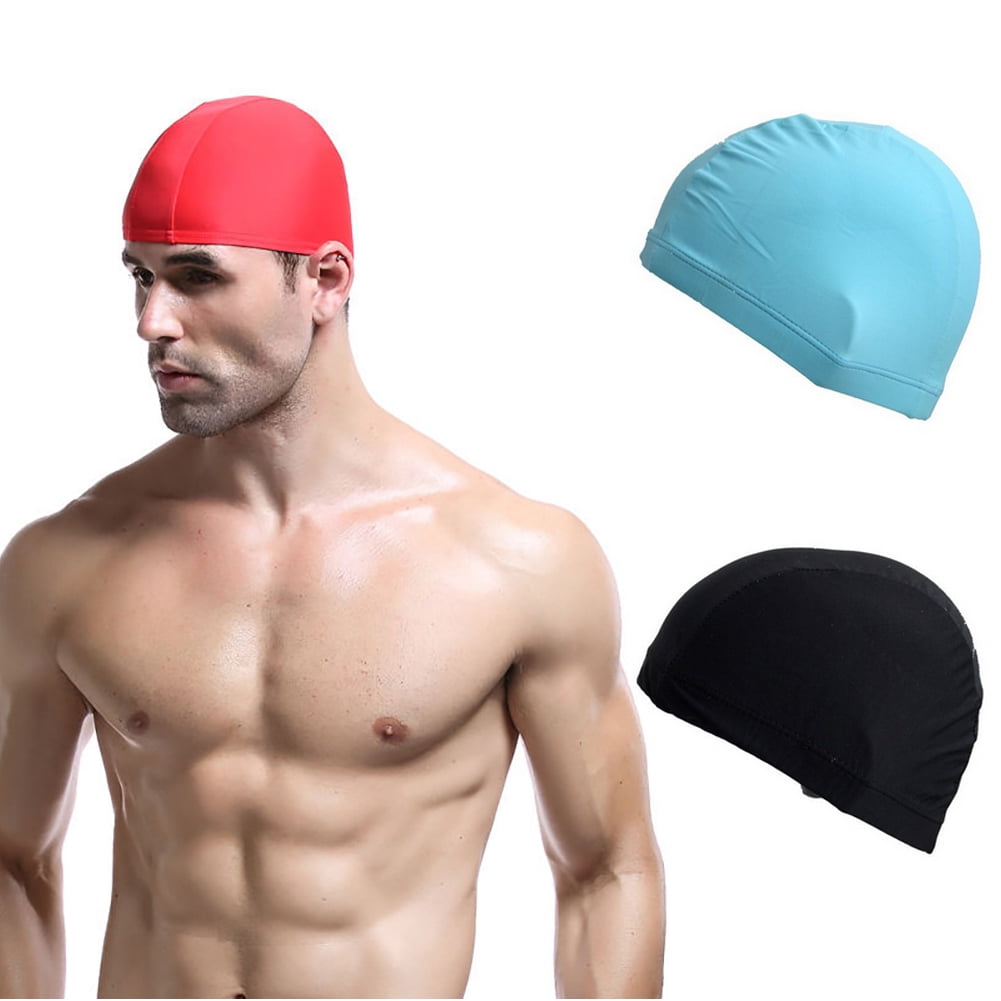 SPRING PARK Waterproof Nylon Swim Cap, Solid Color Swimming Cap Keeps ...