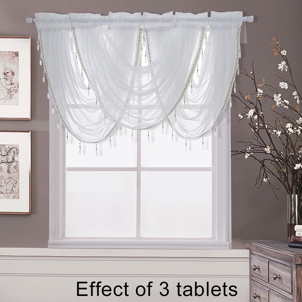 SPRING PARK White Lace HOLLOW Window Valance Short Curtain Kitchen ...