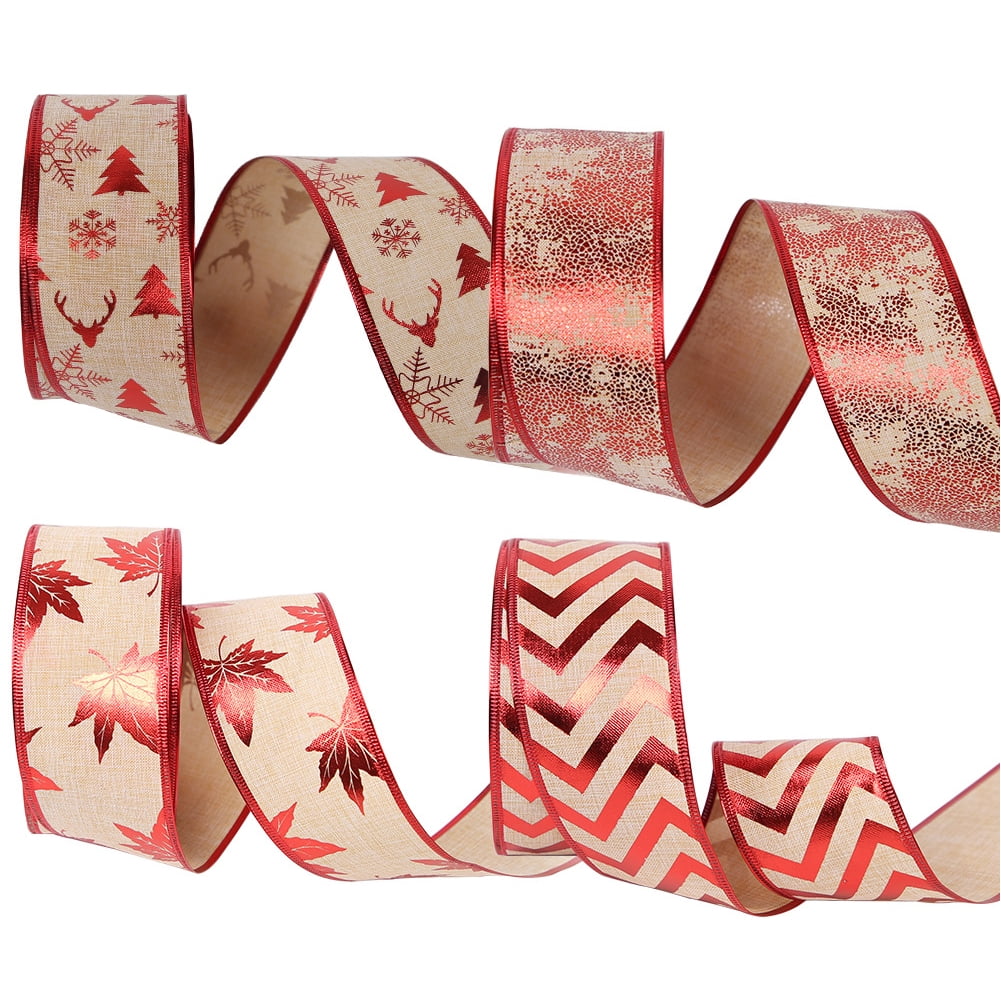 SPRING PARK Wired Burlap Christmas Holiday Ribbon - Burlap Ribbon with ...