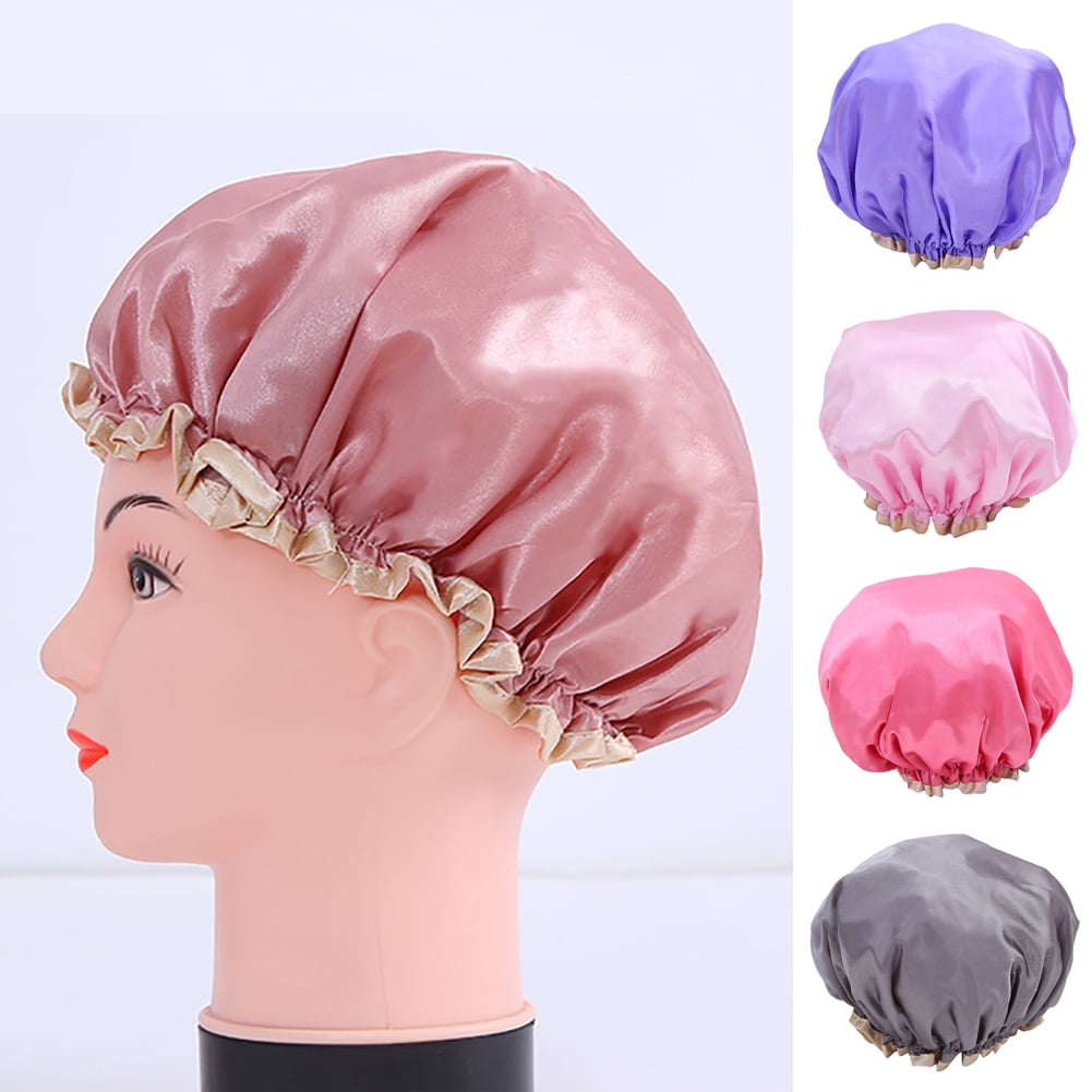 SPRING PARK Women Elastic Waterproof Reusable Shower Cap Hat Bath Head ...