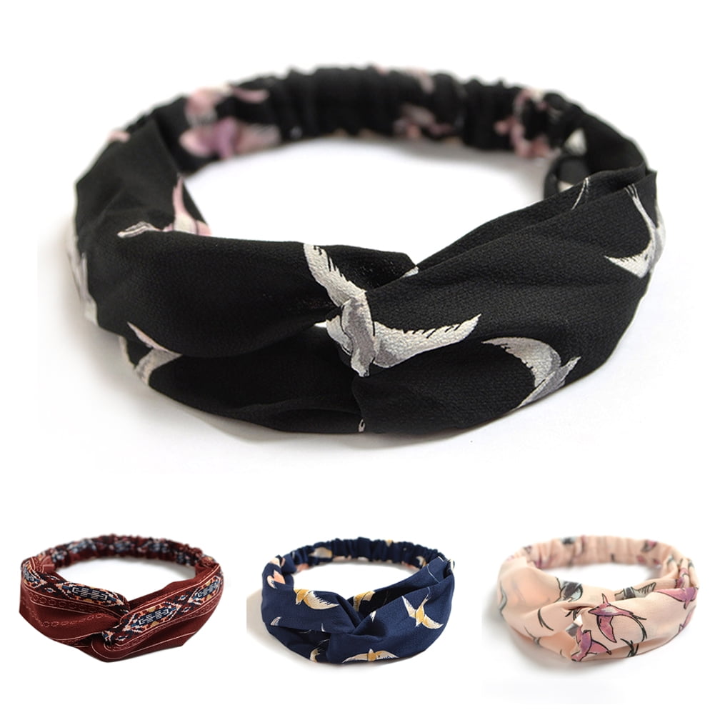 SPRING PARK Women Fashion Chiffon Twist Knot Headband Elastic Head Wrap ...