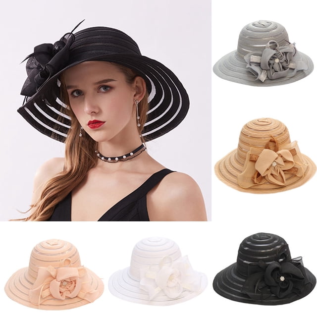 SPRING PARK Women Foldable Kentcky Derby Church Hat Organza Flower ...