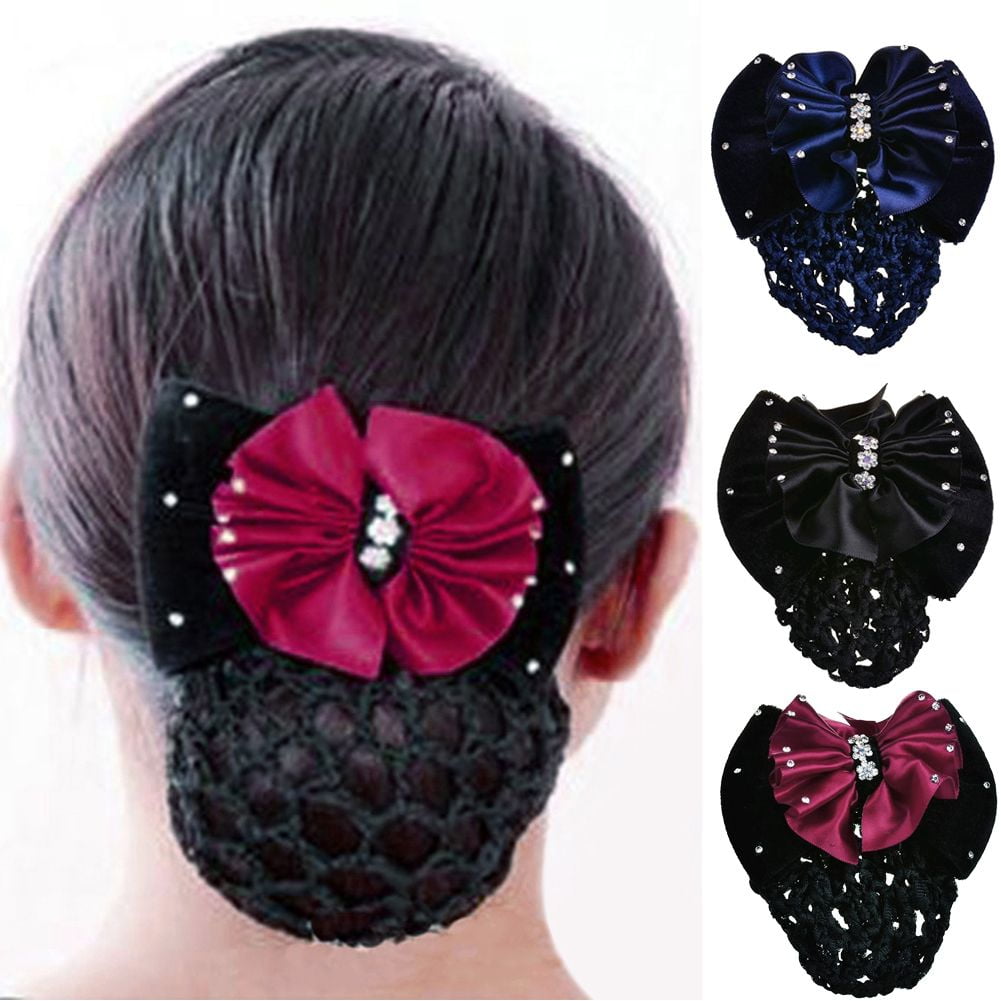 SPRING PARK Women Hair Clip Hair Bun Cover, Barrettes Net Snood Hairnet ...