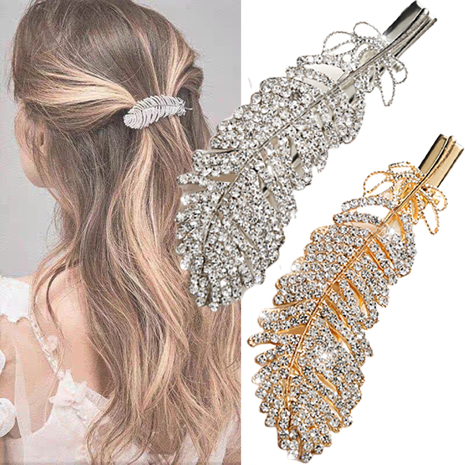 SPRING PARK Women Peacock Feather Barrette Hair Clip Charm Pendant ...