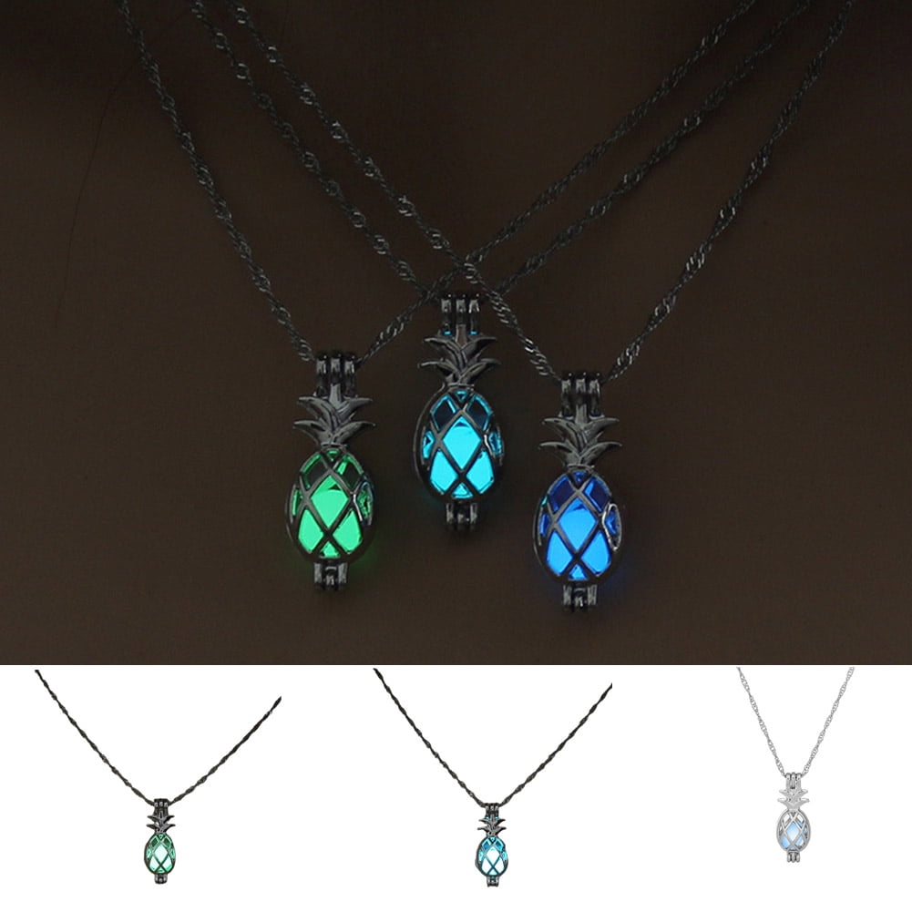 SPRING PARK Women Pineapple Necklace Pendants Hollow Glowing Clavicle ...