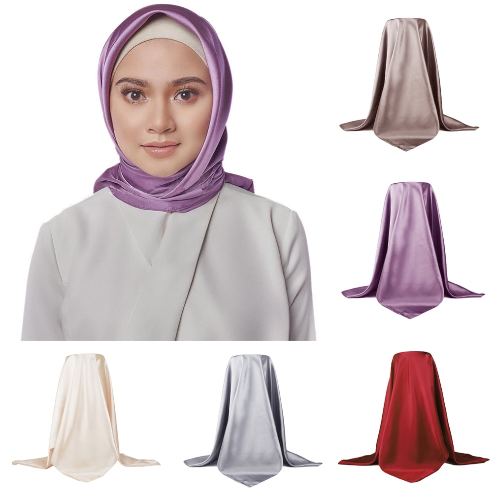 SPRING PARK Women Satin Large Square Head Scarves Imitation Silk Like ...