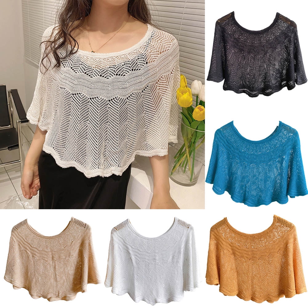 SPRING PARK Womens Shawl Hollow Out Summer Sun Cover Driving Travel ...