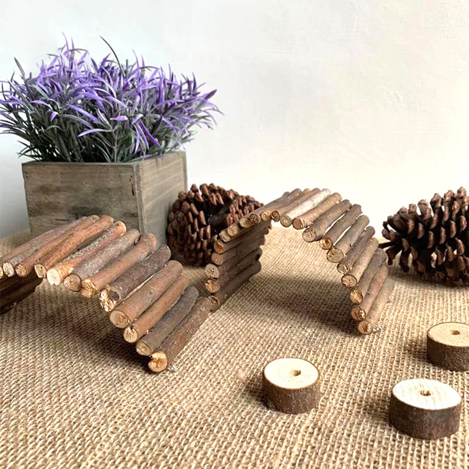 SPRING PARK Wooden Hamster Bridge, Small Animal Bendy Bridge Tunnel Hut ...