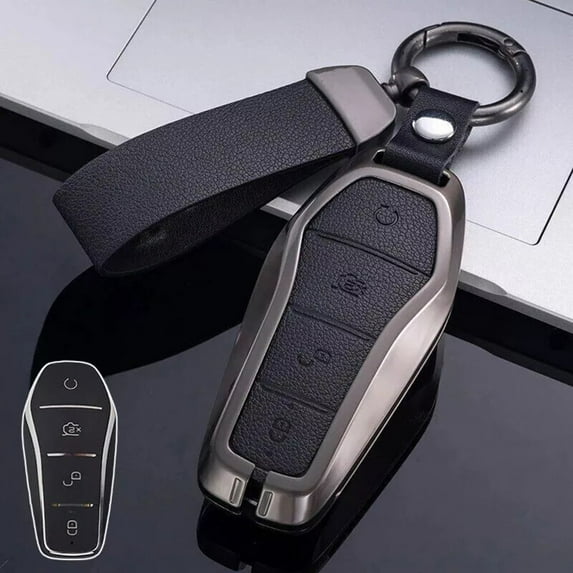 SPRING Premium Zinc Alloy Leather Key Fob Cover Designed For Byd Song ...