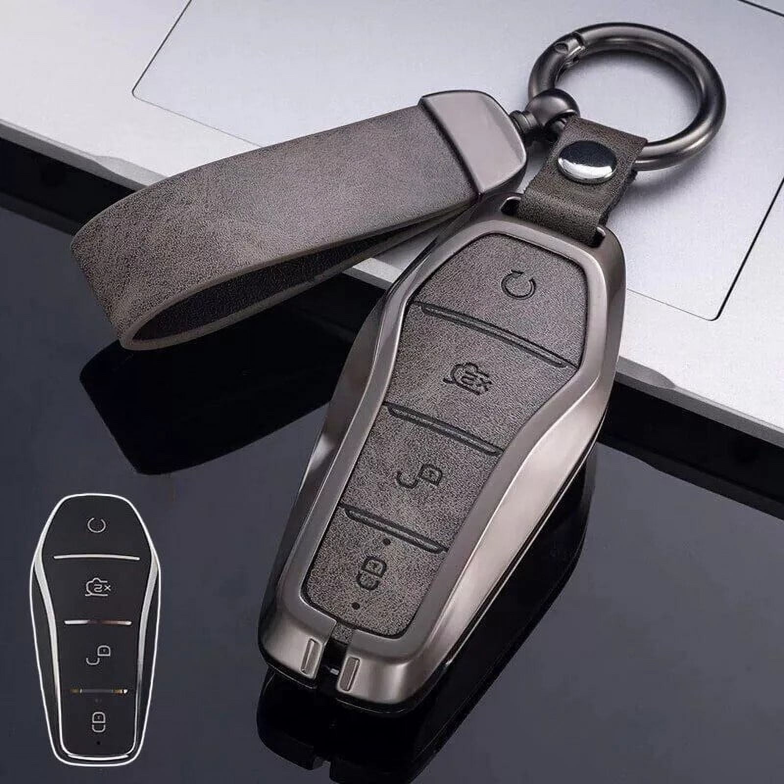SPRING Premium Zinc Alloy Leather Key Fob Cover Designed For Byd Song ...