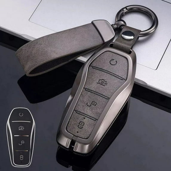 SPRING Premium Zinc Alloy Leather Key Fob Cover Designed For Byd Song ...