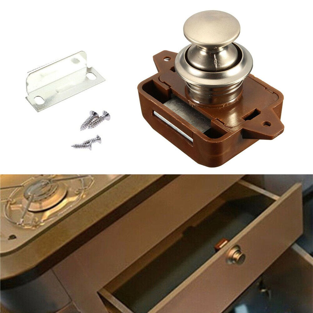 SPRING Push Button Catch Lock Cupboard Door Latch Knob Motorhome ...