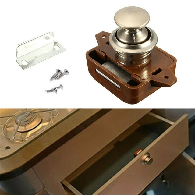 SPRING Push Button Catch Lock Cupboard Door Latch Knob Motorhome ...