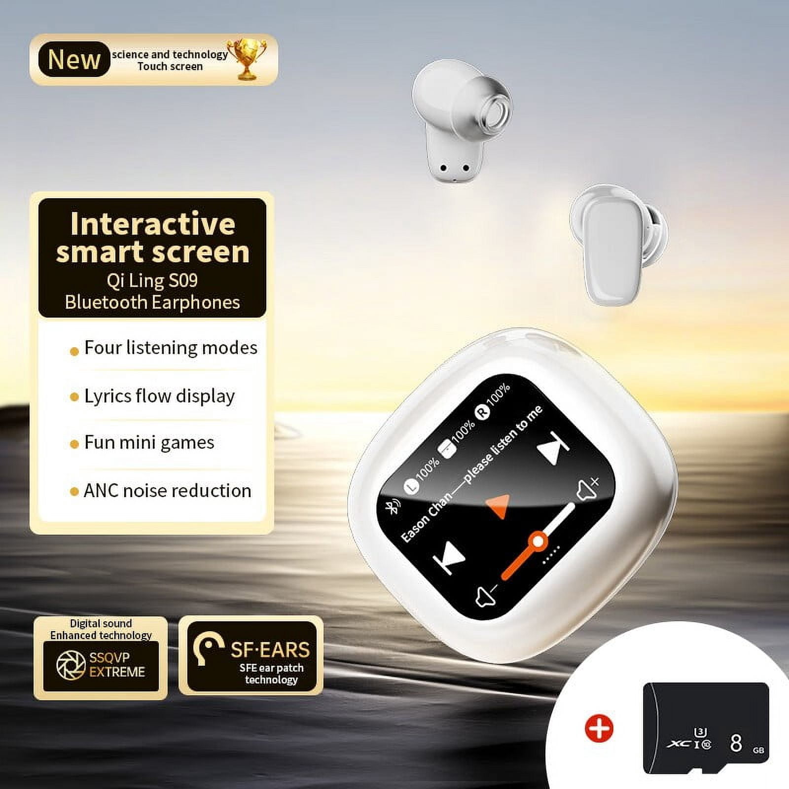 SPRING QLS09 Intelligent Large Screen Wireless Bluetooth Headphones ...