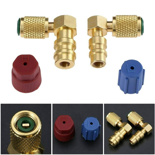 SPRING Quick Coupler Valve A/C 90° Fitting High/Low R-12 To R-134A ...
