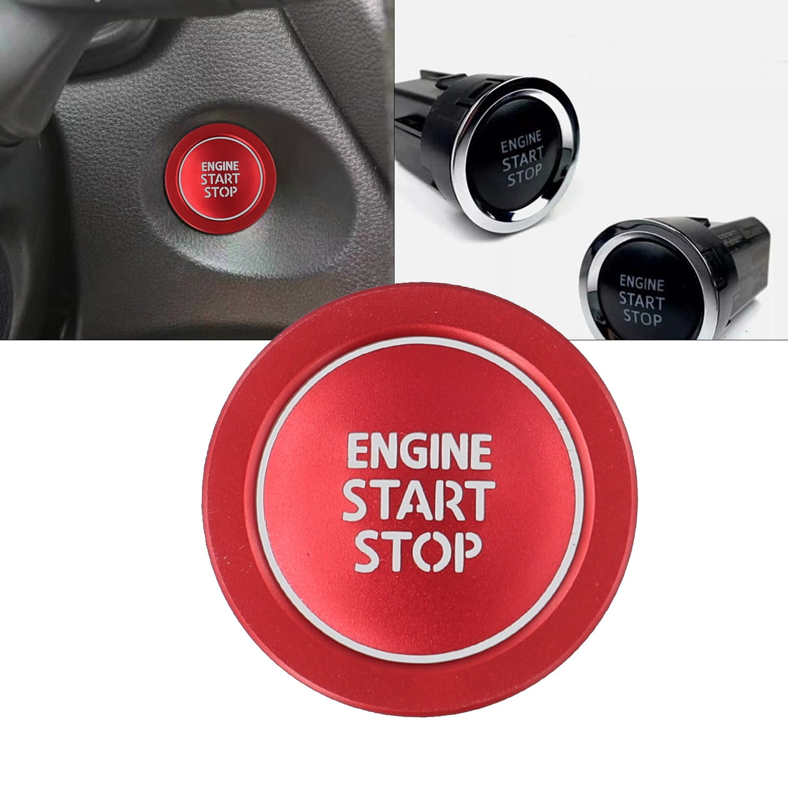 SPRING Sports Red "Engine Start/Stop" Push Start Button W/ Ring Trim ...