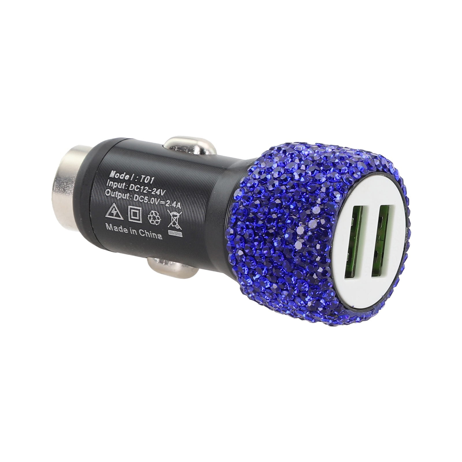 SPRING USB Car Charger 5V 2.1A Dual Port Fast Adapter Pink Car Decor ...