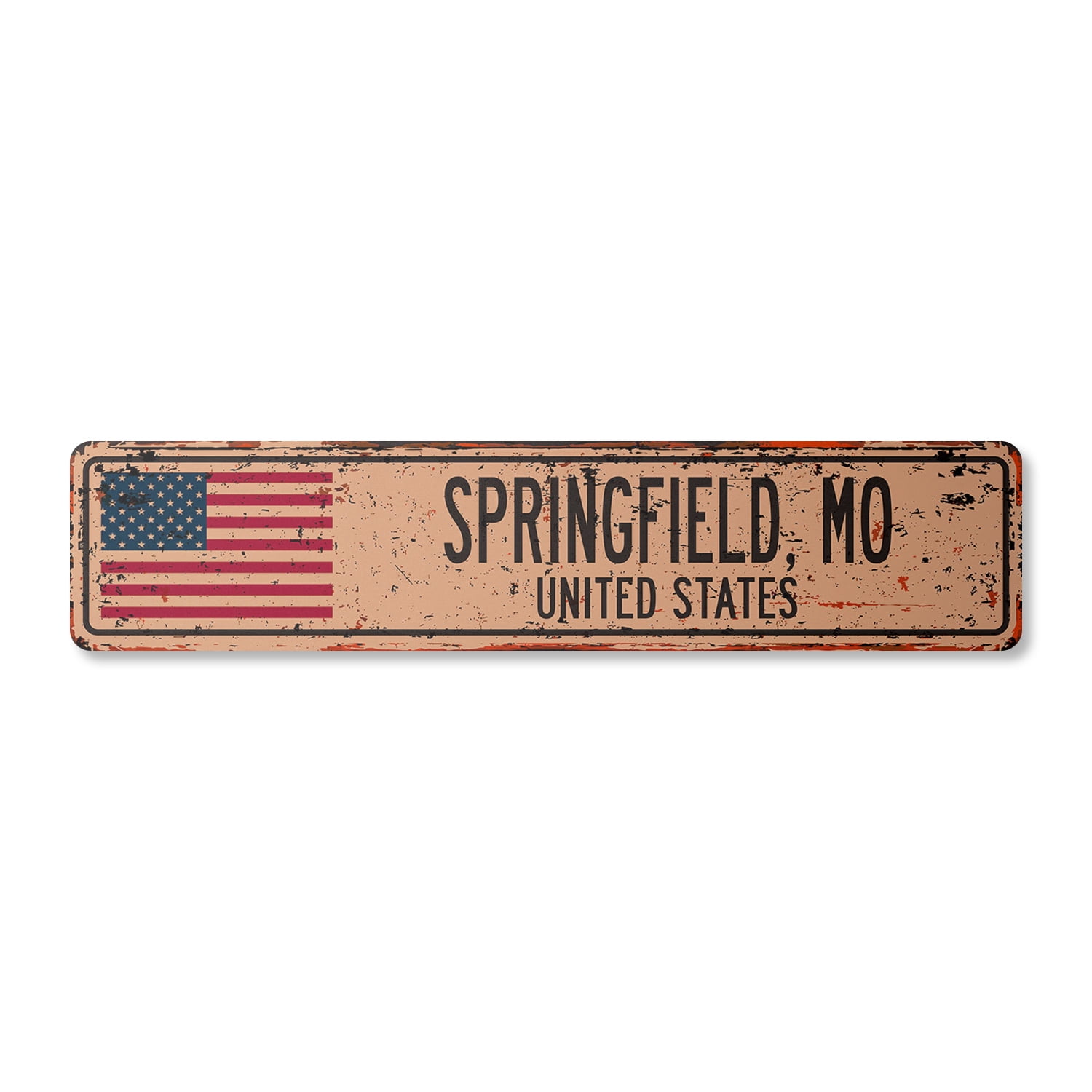 SPRINGFIELD MO UNITED STATES Vintage Aluminum Street Sign American flag ...