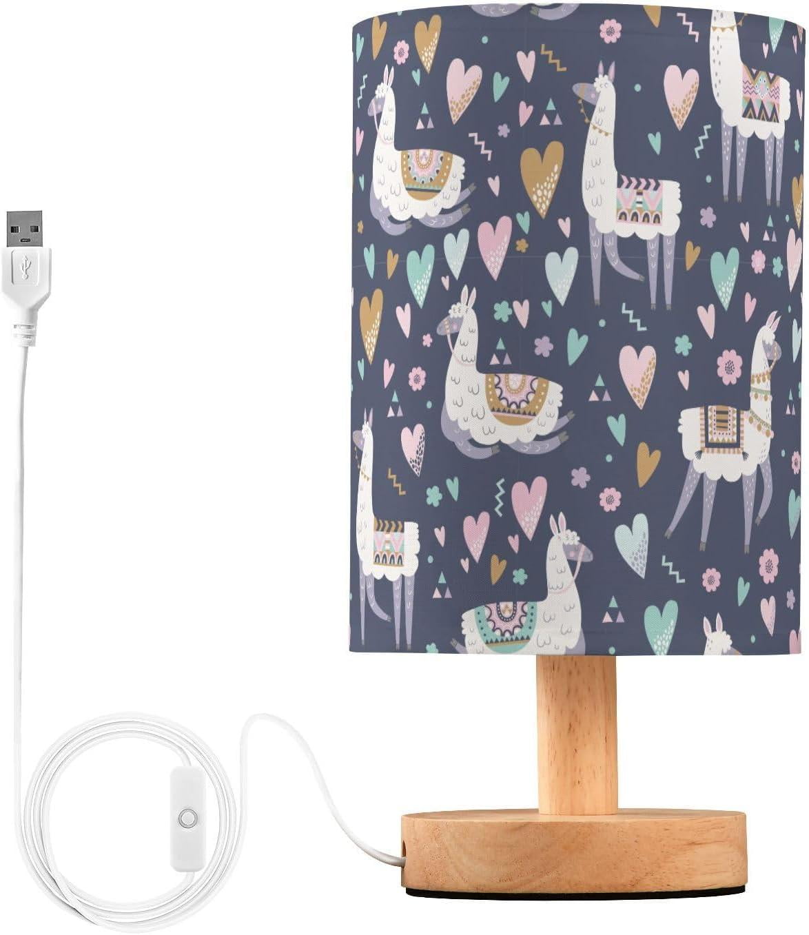 SPRIPORT Blue Llama Heart Bedside Table Lamp for Bedroom Nightstand ...