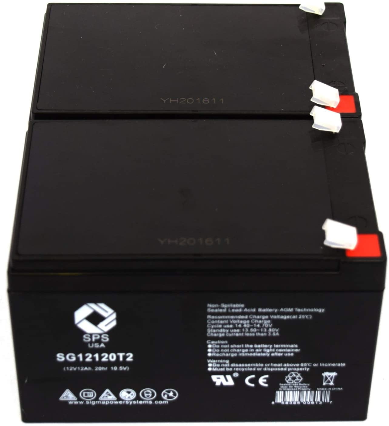 SPS Brand 12V 12Ah Replacement Battery (SG12120T2) for Wheelchair ...