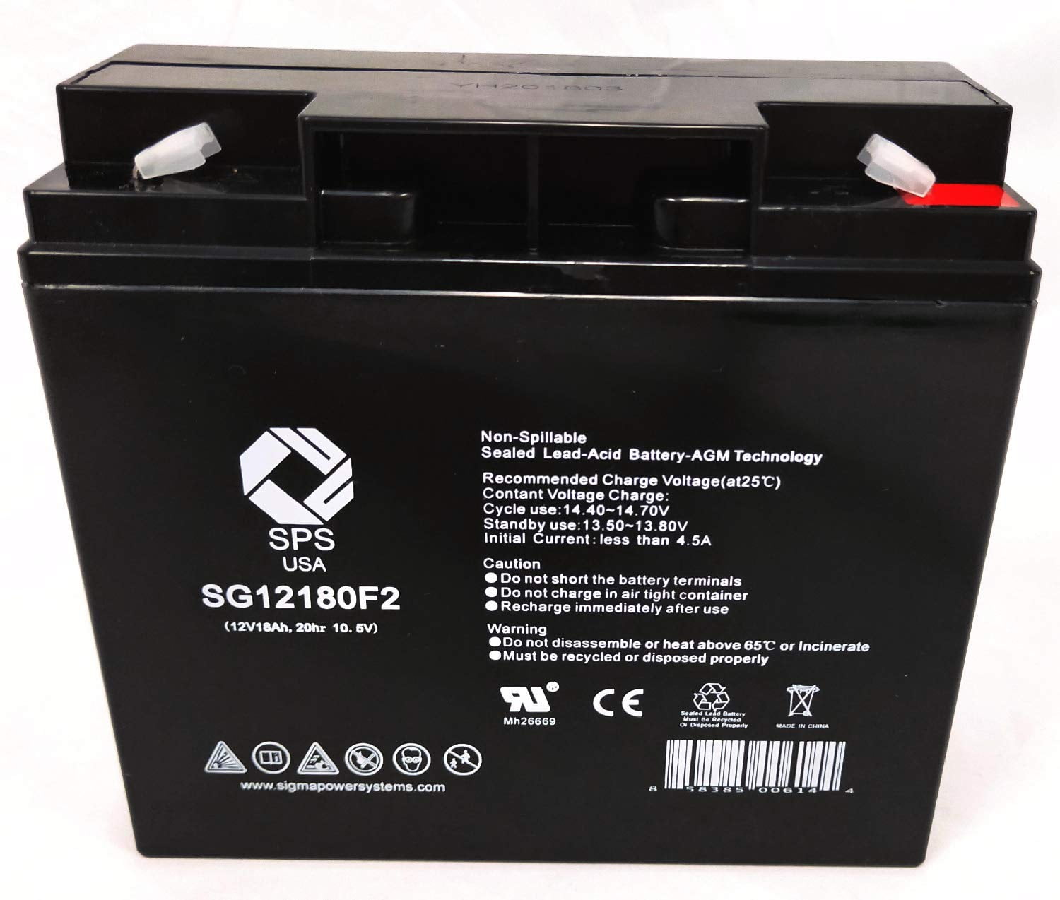 SPS Brand 12V 18 Ah terminal F2 Replacement Battery (SG12180F2) for ...