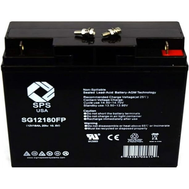 SPS Brand 12V 18Ah Replacement Battery (SG12180FP) for Lightalarms ...