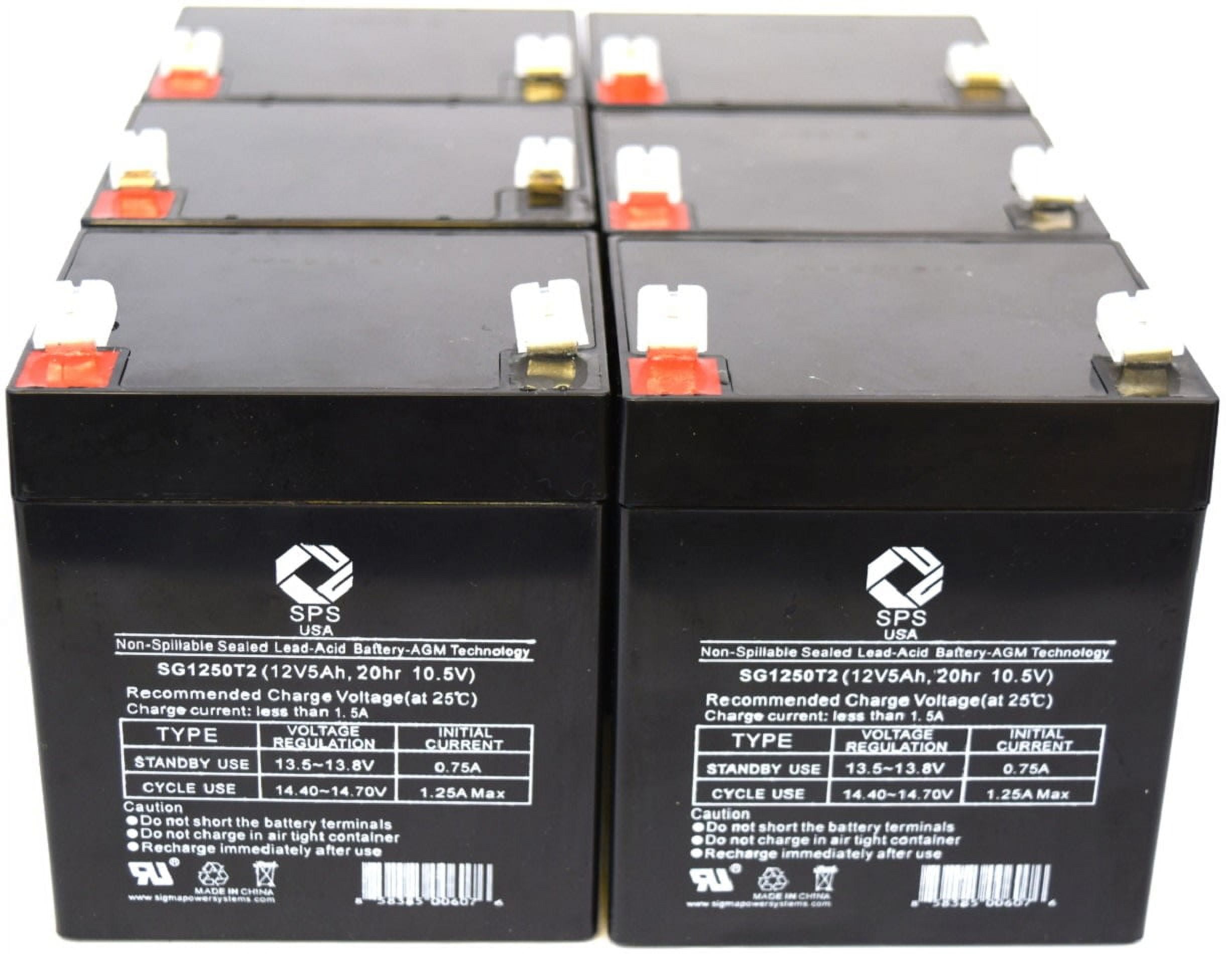 SPS Brand 12V 5Ah Replacement Battery (SG1250T2) for APC SURT192RMXLBP2 ...