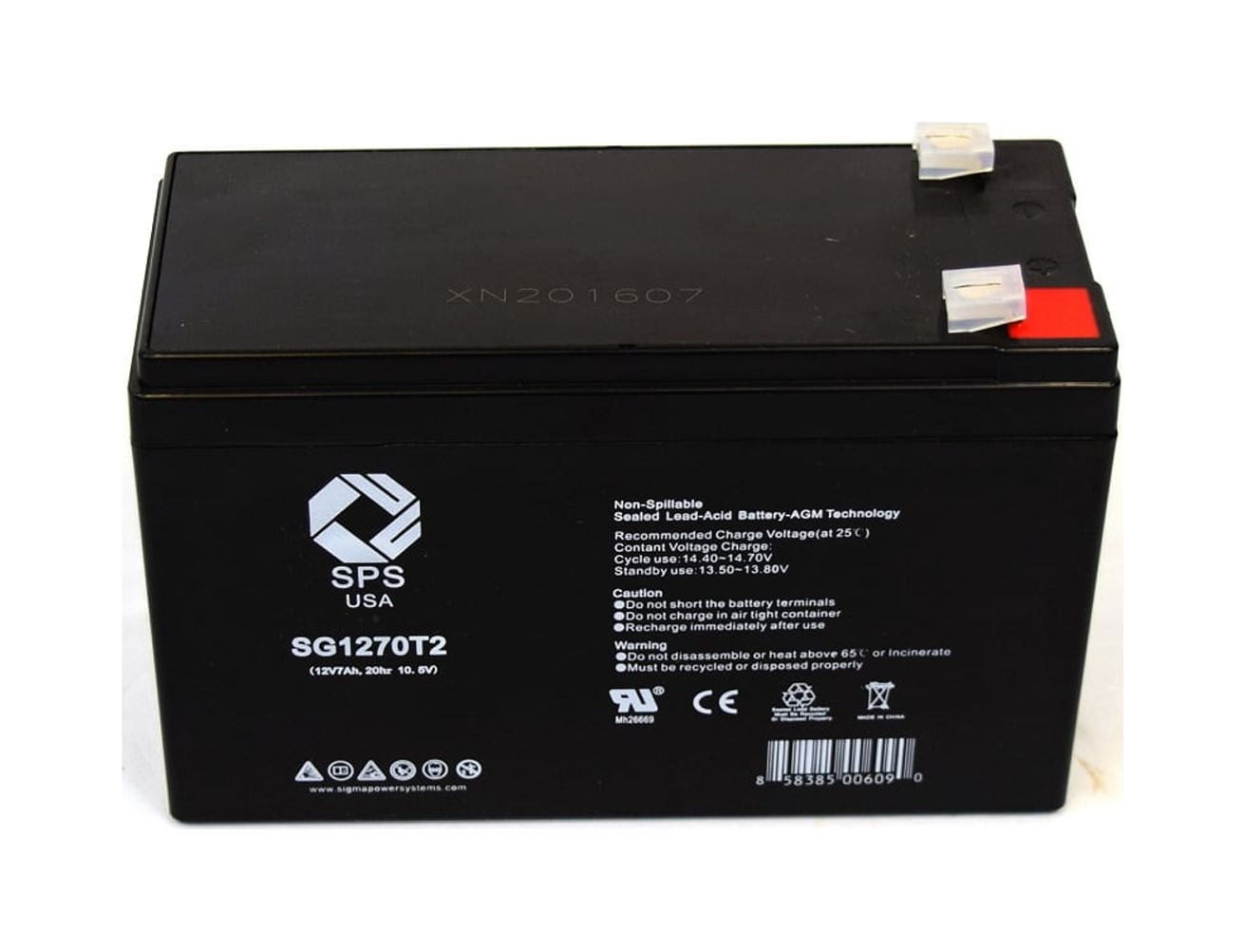 SPS Brand 12V 7 Ah Replacement Battery (SG1270T2) for APC RBC115 UPS (1 ...