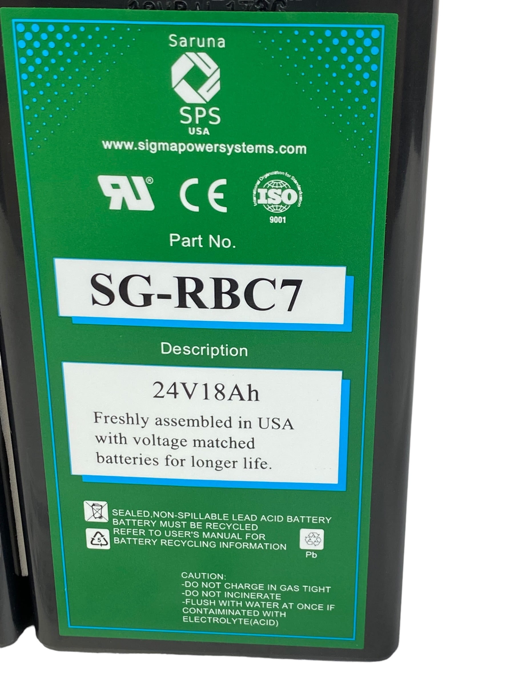 SPS Brand 24V 18Ah Replacement Battery Cartridge (SG-RBC7) for APC ...