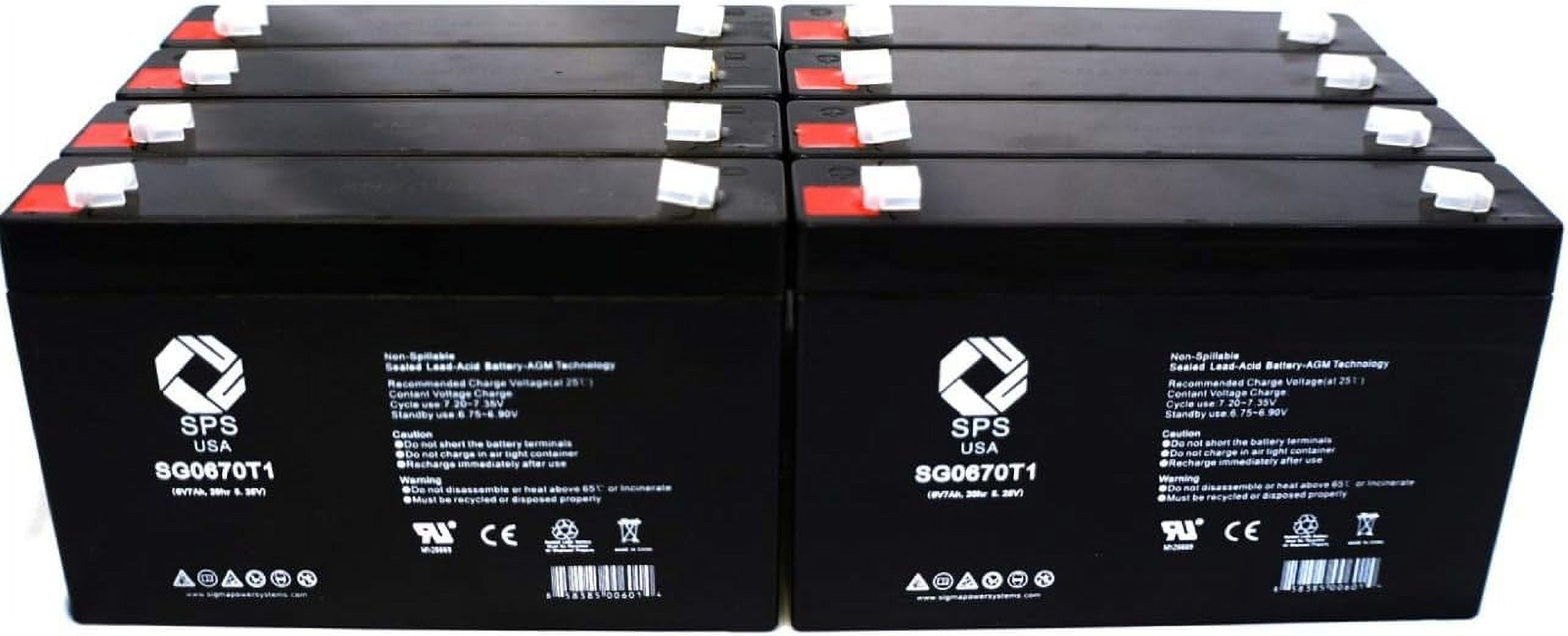 SPS Brand 6V 7 Ah Replacement Battery (SG0670T1) for APC Smart-UPS ...
